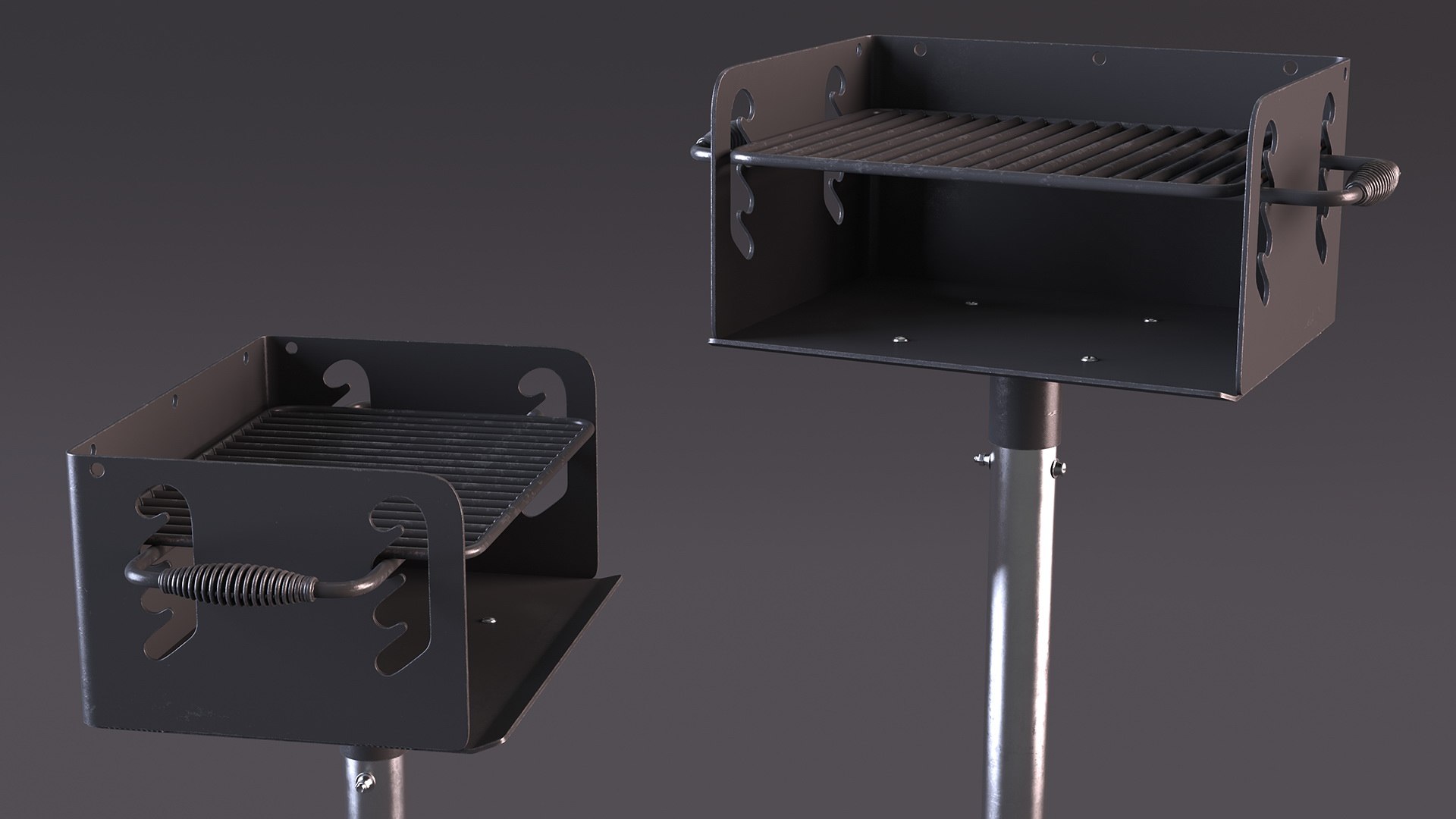 3D Steel Charcoal Park Grill Model - TurboSquid 2063002