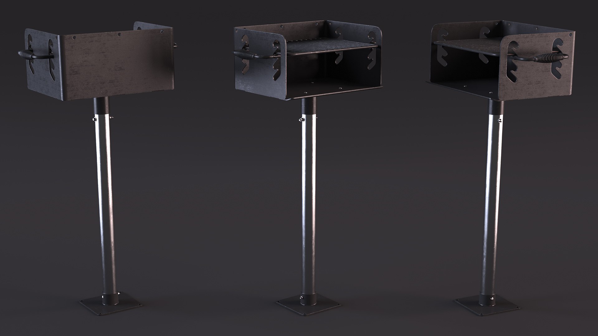 3D Steel Charcoal Park Grill Model - TurboSquid 2063002