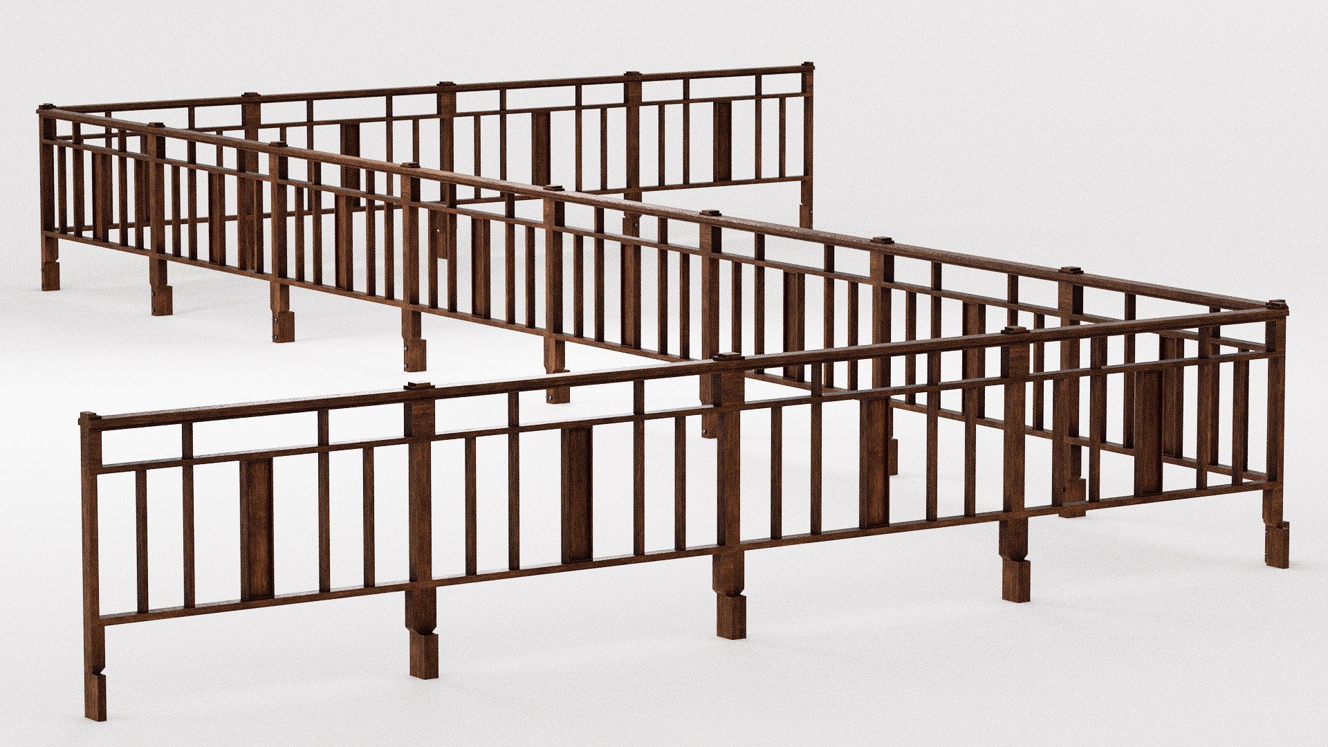 3D Rustic Stairs And Railings Kit Model - TurboSquid 2186621