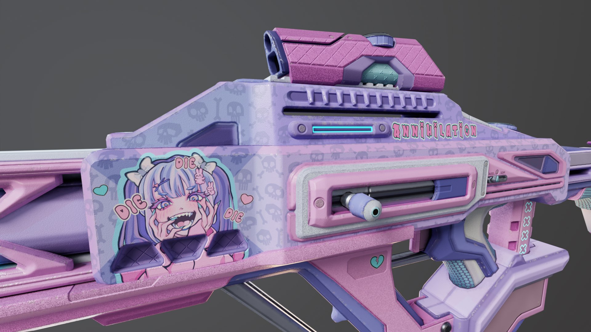 3D Model Pink Sci-Fi Assault Rifle - TurboSquid 2279175
