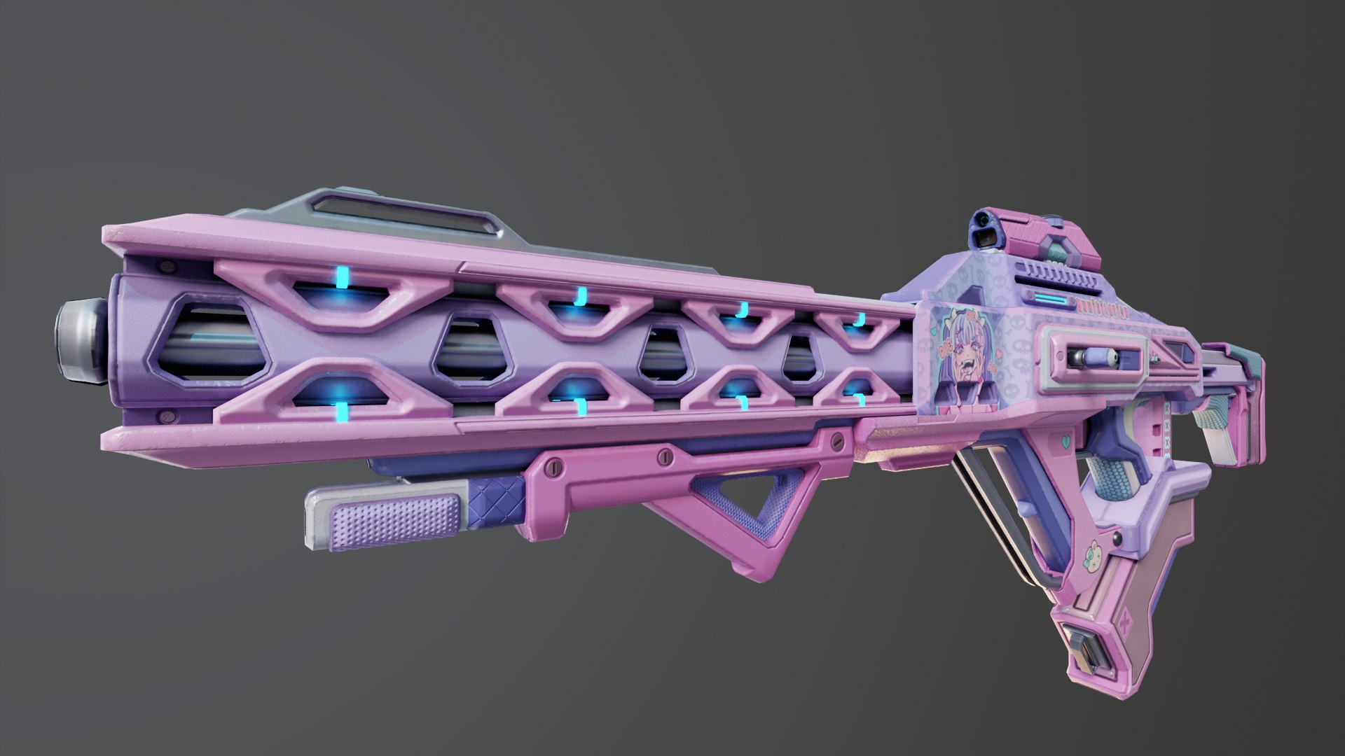 3D Model Pink Sci-Fi Assault Rifle - TurboSquid 2279175