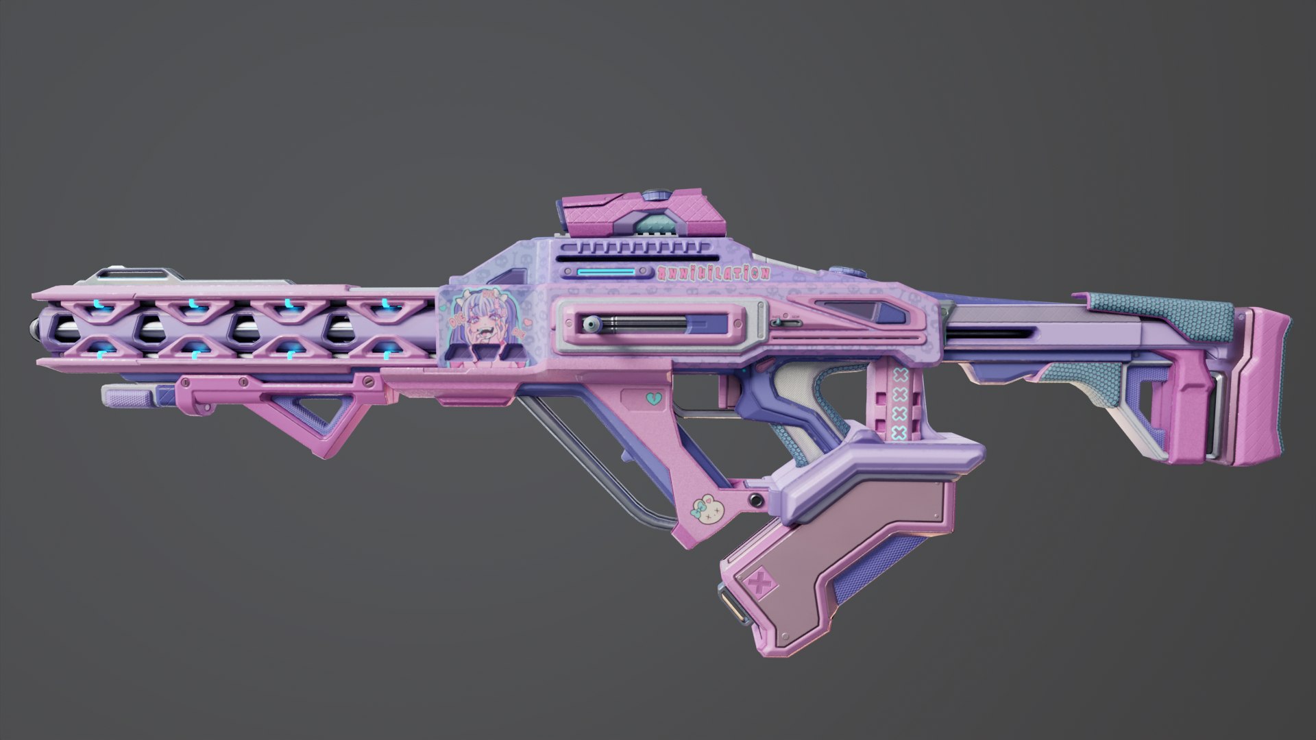 3D Model Pink Sci-Fi Assault Rifle - TurboSquid 2279175