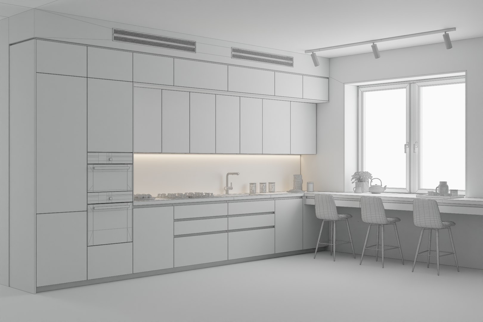 3D Modern L-Shape Kitchen 3D model model - TurboSquid 2045338