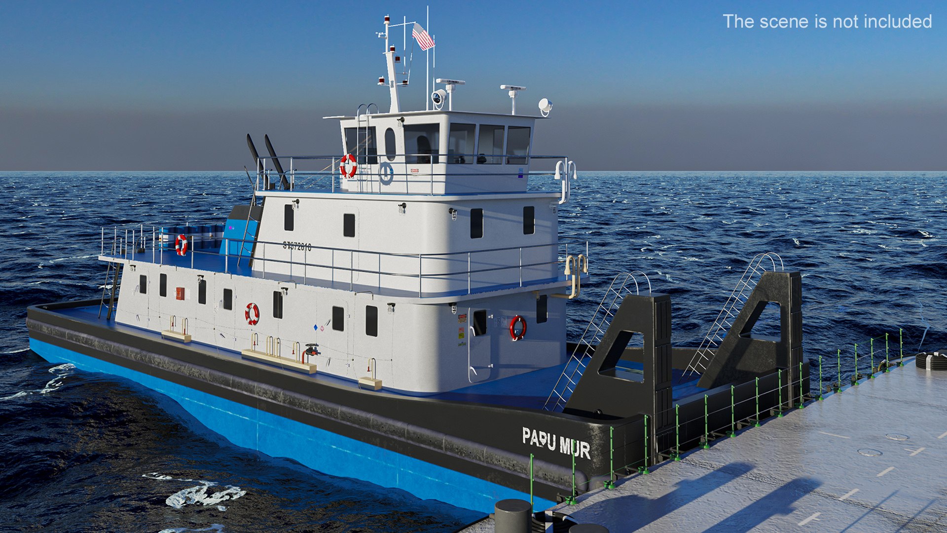 Push Boat Ship With Pontoon Barge And Subsea Pile 3D - TurboSquid 2342645