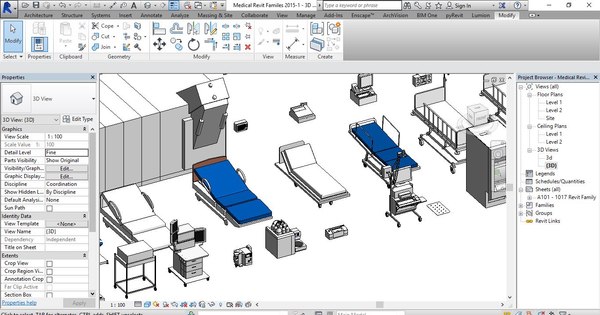 modelo 3d 1016 modelos para equipamiento hospitalario revit 2015 ...