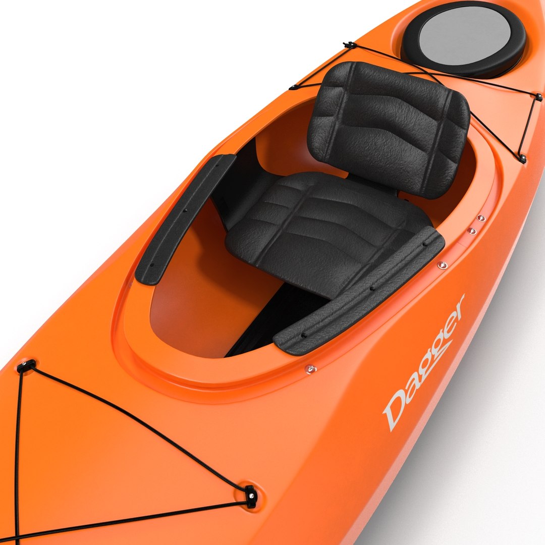3d kayak orange paddle model