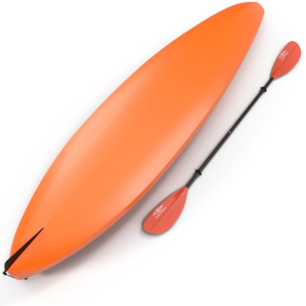 3d kayak orange paddle model