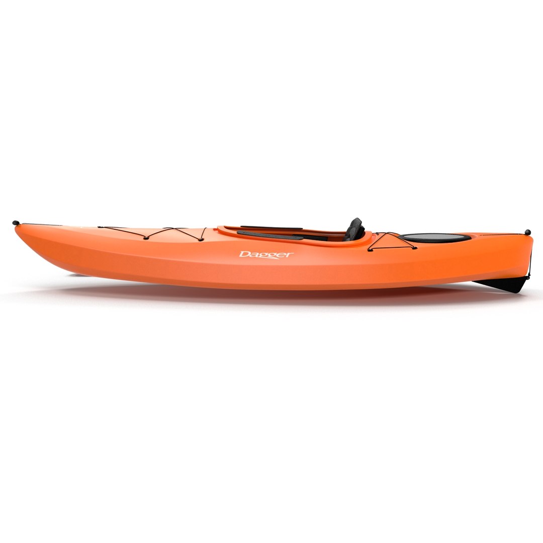 3d kayak orange paddle model