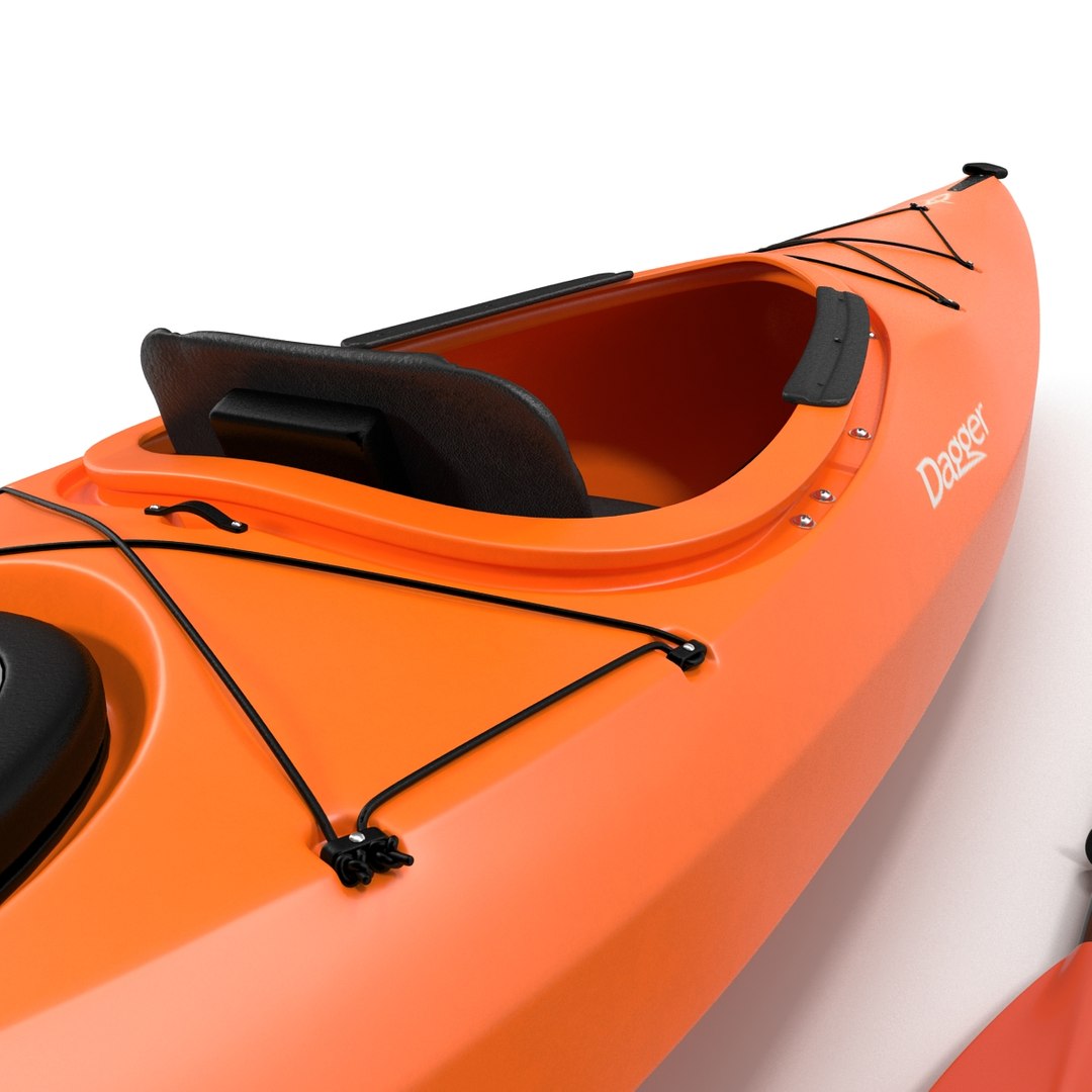 3d kayak orange paddle model