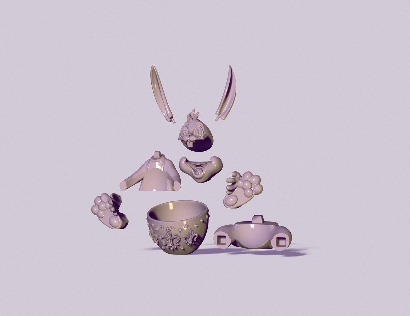3D Rabbit With Cup For Jewelry - TurboSquid 1971157