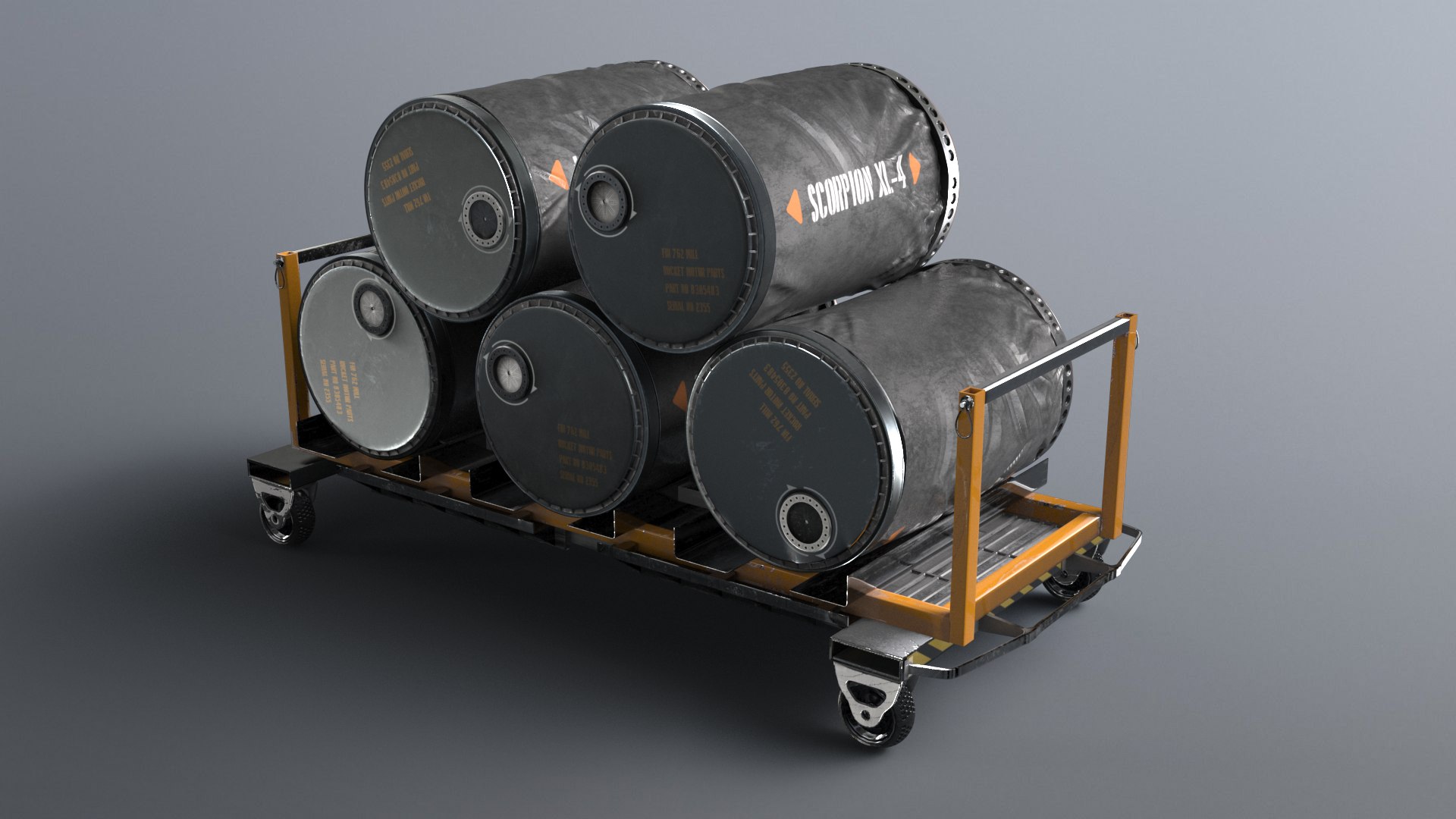 SciFi Loaded Barrel Trolley 3D Model - TurboSquid 1966756