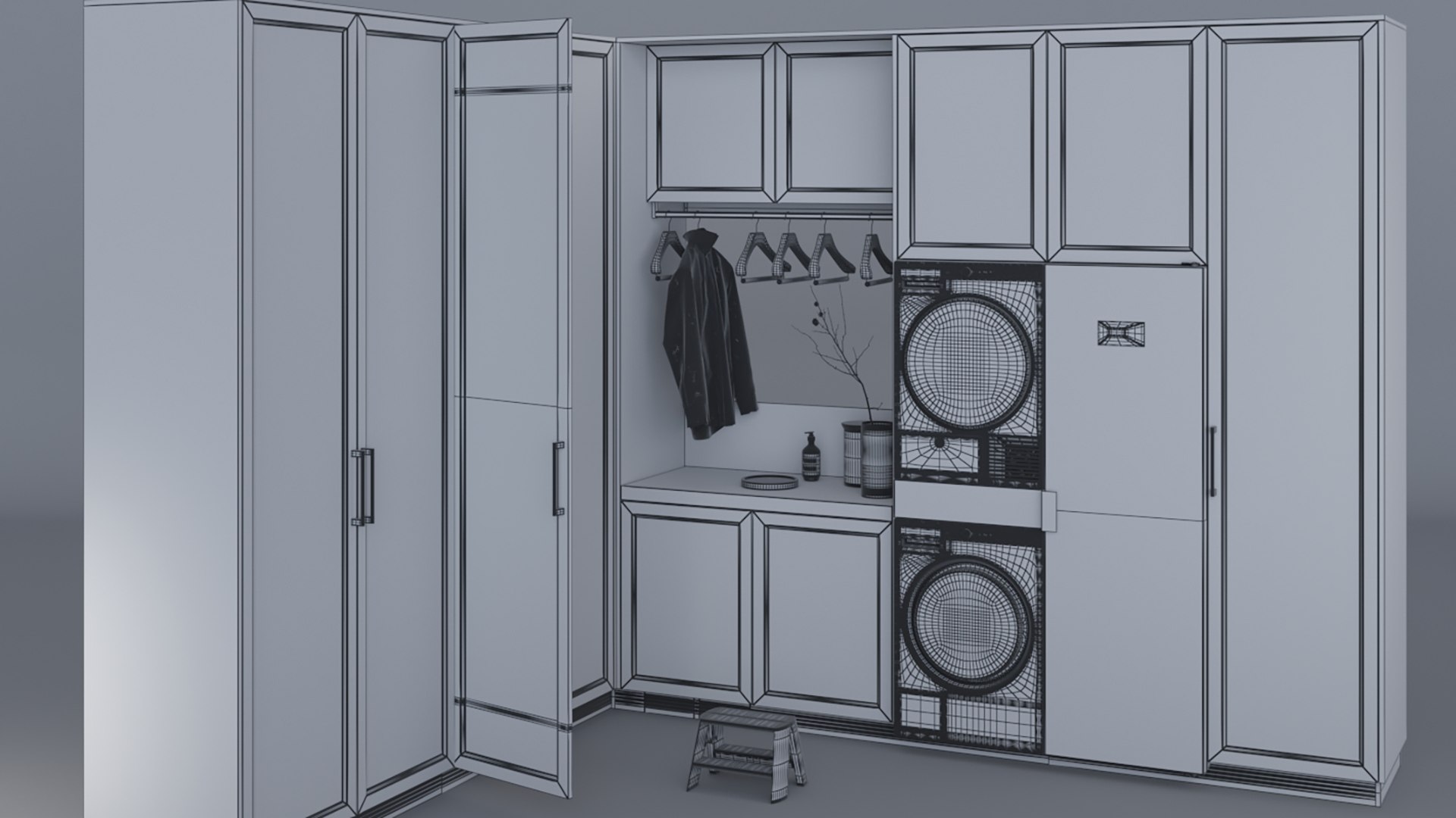 3D Laundry Room Shelves 2 Model - TurboSquid 1820407