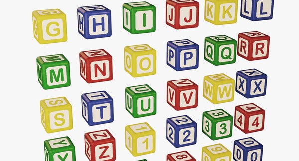 modelo 3d Alfabeto Cubos de colores - Letras y números para niños ...