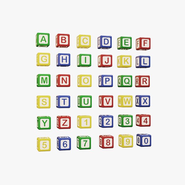 colored letter blocks 3d obj