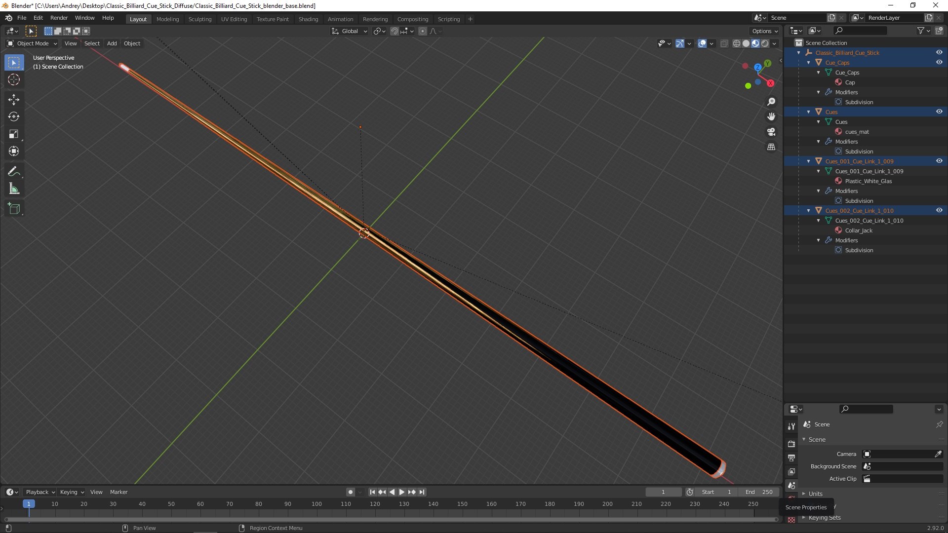 Classic Billiard Cue Stick 3D - TurboSquid 2246775