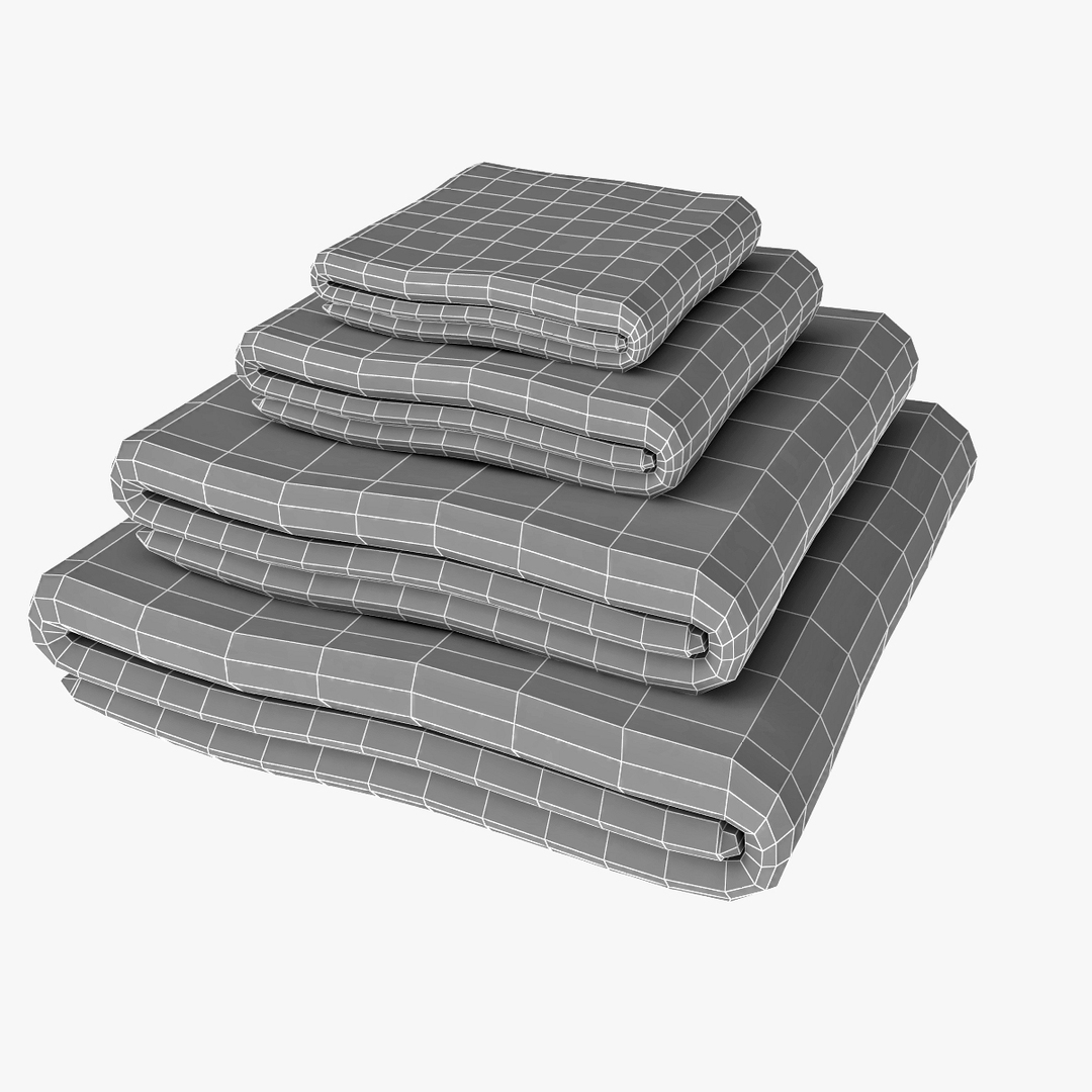 bath towels set 3d model