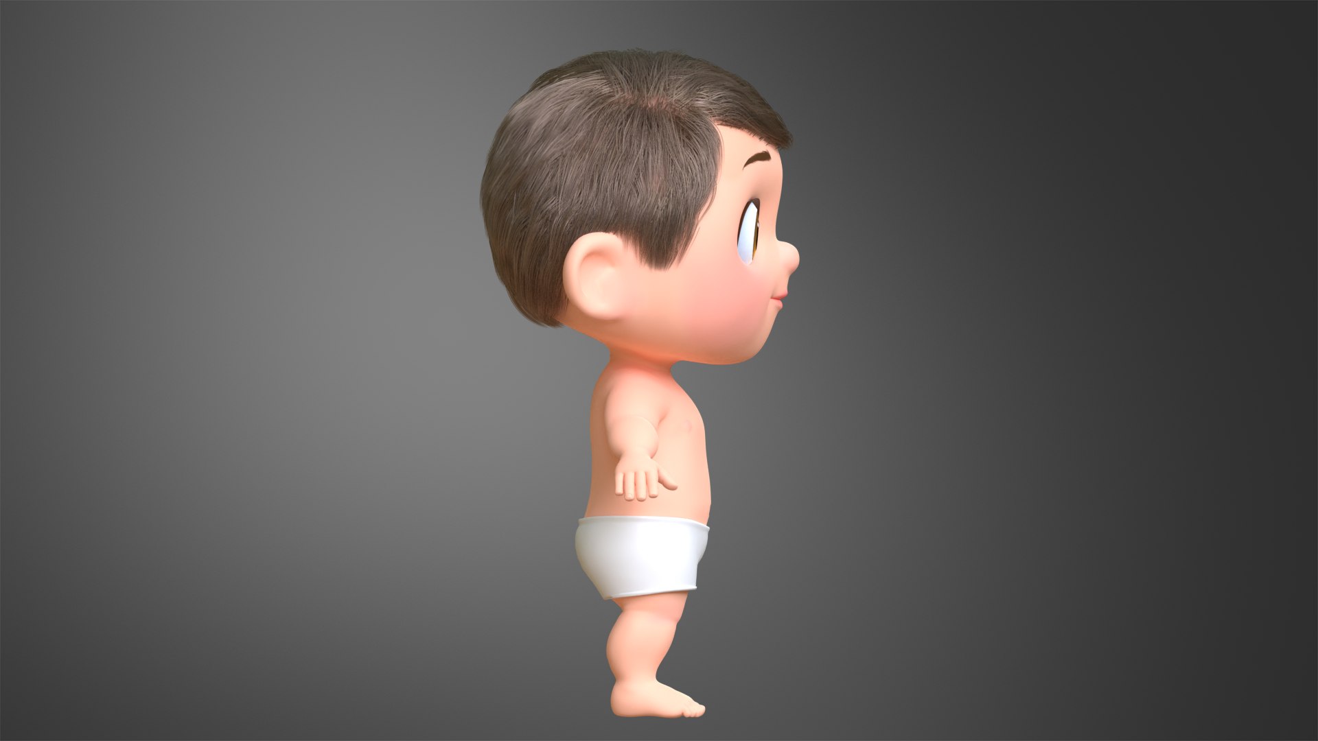 3D Grey Cartoon Baby Character - TurboSquid 1690760
