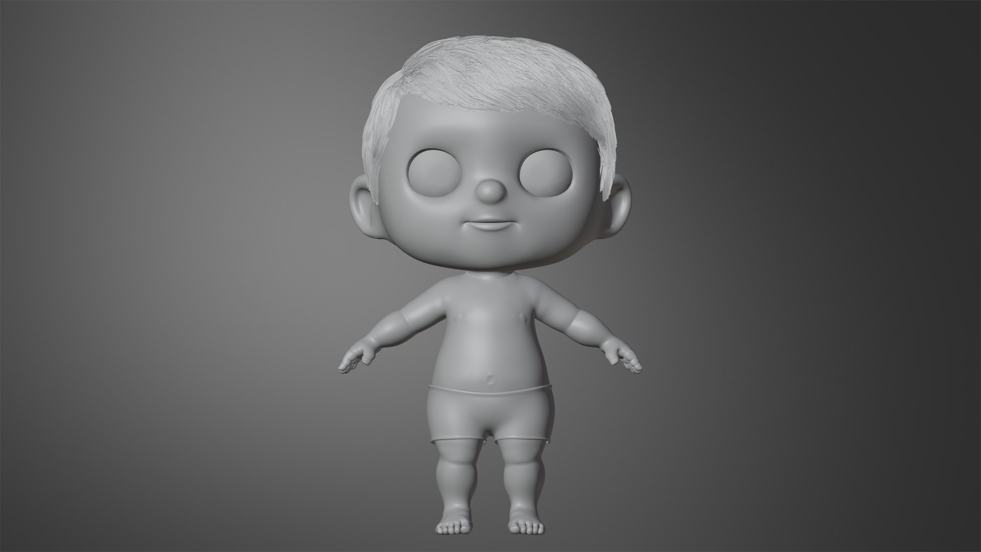 3D Grey Cartoon Baby Character - TurboSquid 1690760