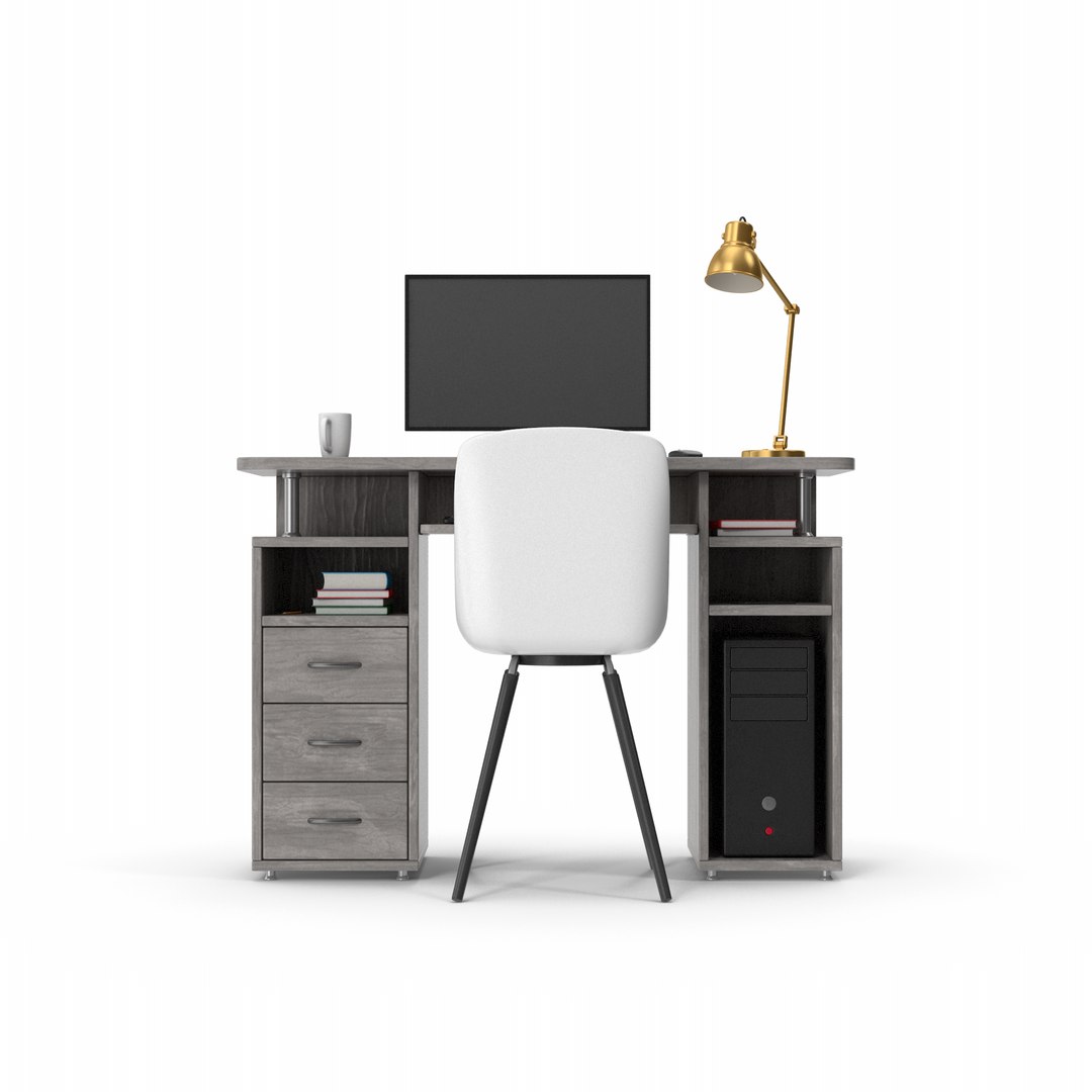 3D Computer Desk Set Model - TurboSquid 1880081