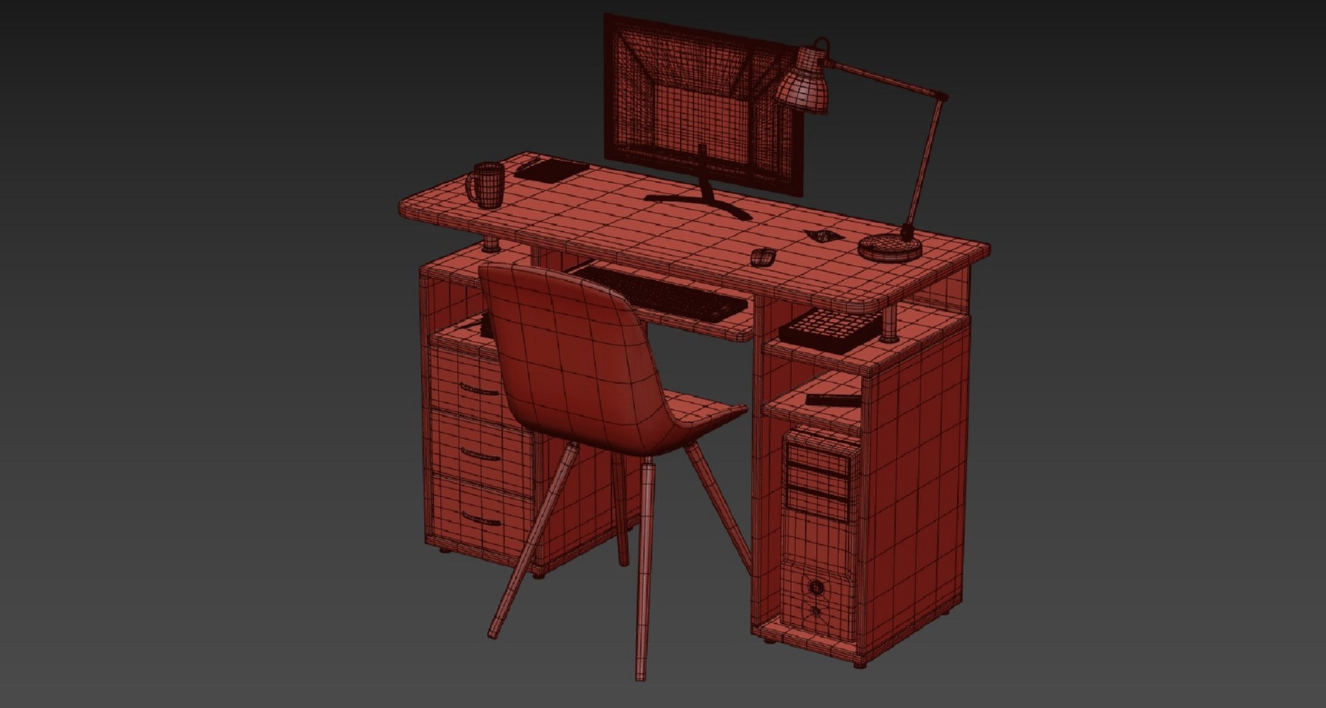 3D Computer Desk Set Model - TurboSquid 1880081