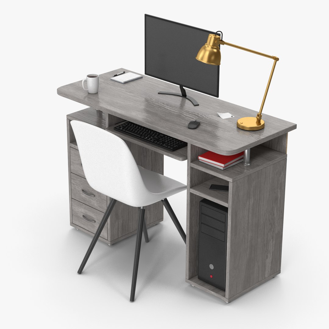 3D Computer Desk Set Model - TurboSquid 1880081