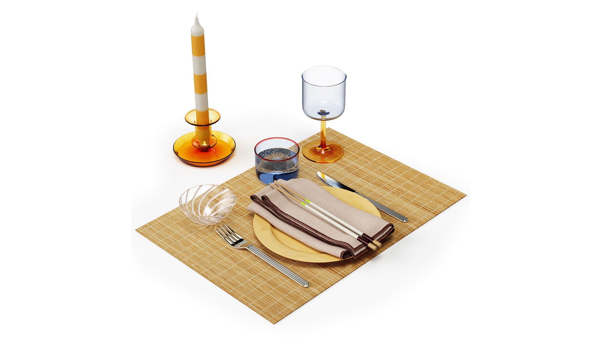 Hay Bamboo placemat Set 3D model - TurboSquid 2070249