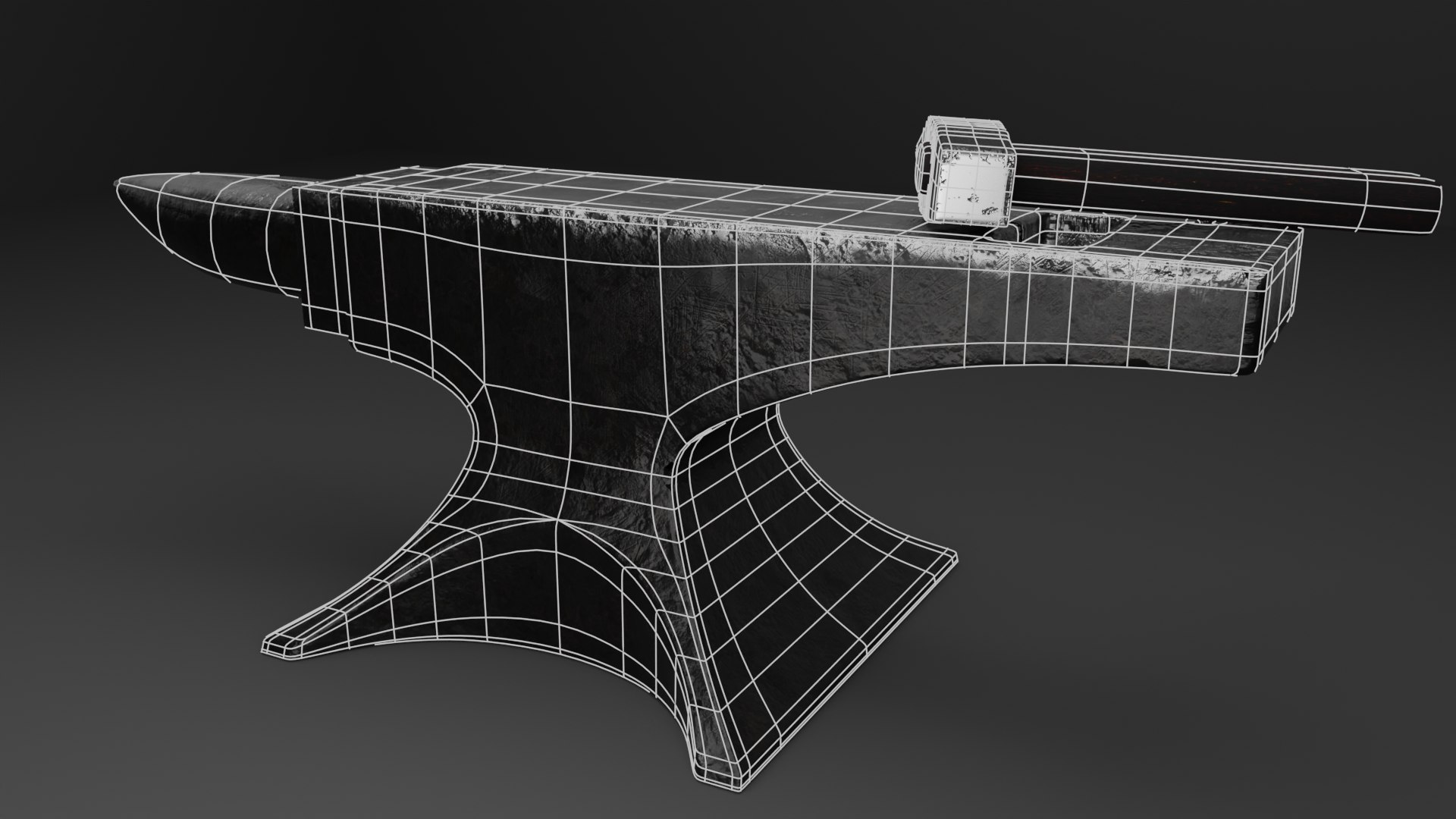 Blacksmith anvil with hammer in low-poly 3D model - TurboSquid 1724124