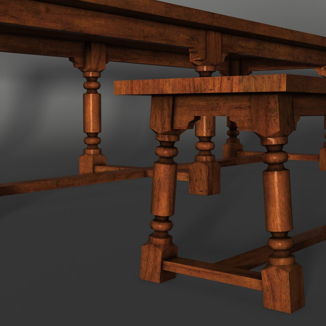 Medieval Table Bench 3d Model