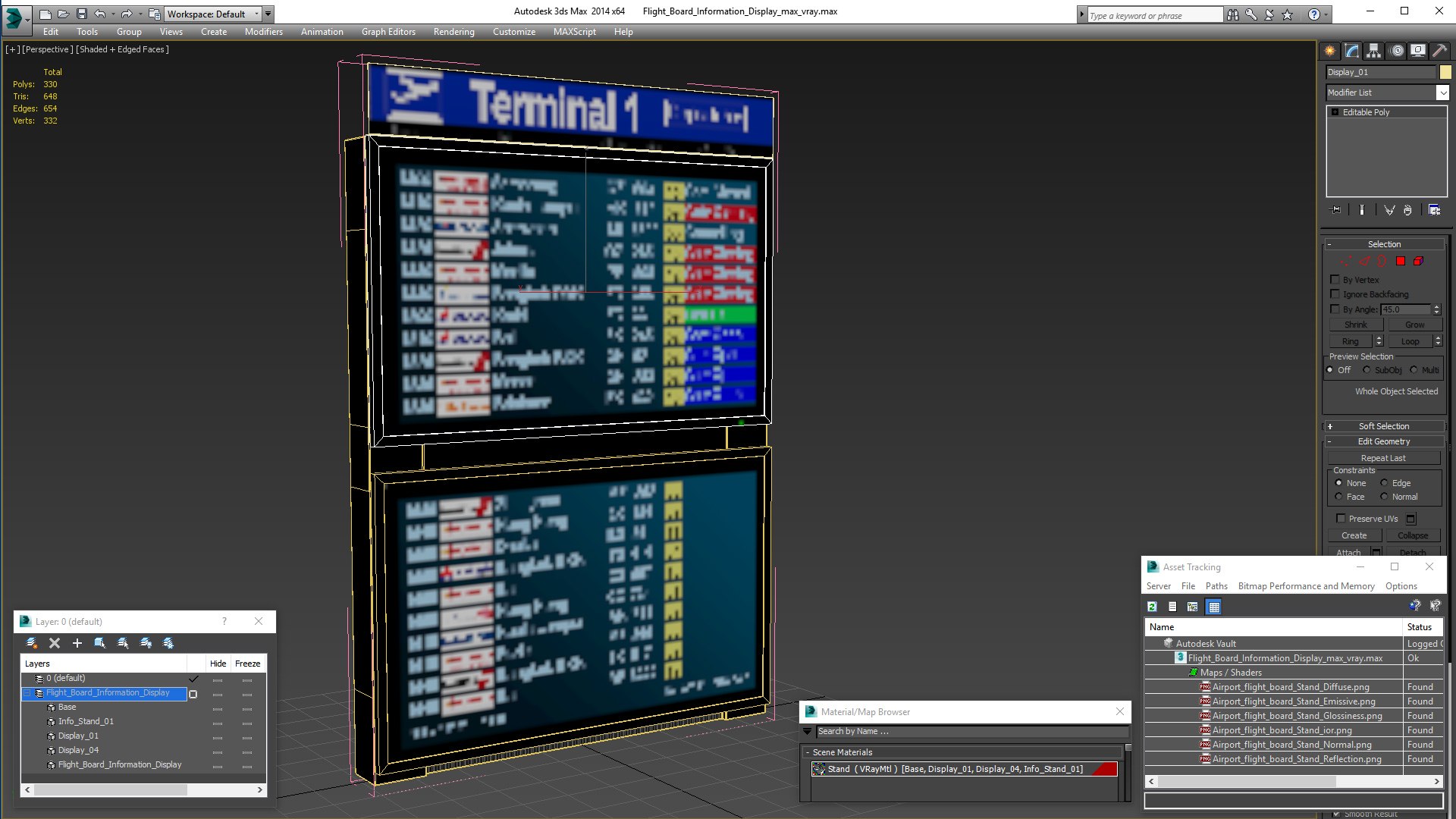 Flight Board Information Display 3D Model - TurboSquid 1645665