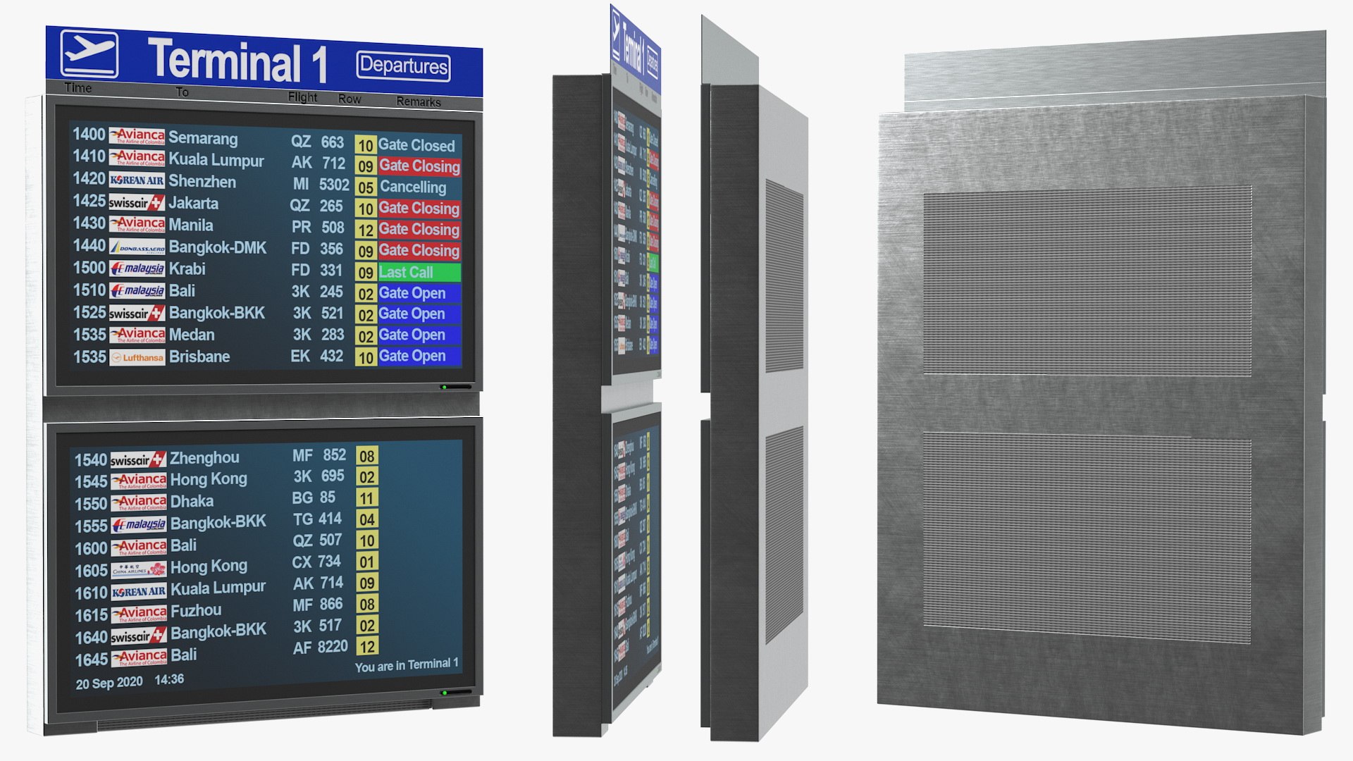 Flight Board Information Display 3D Model - TurboSquid 1645665