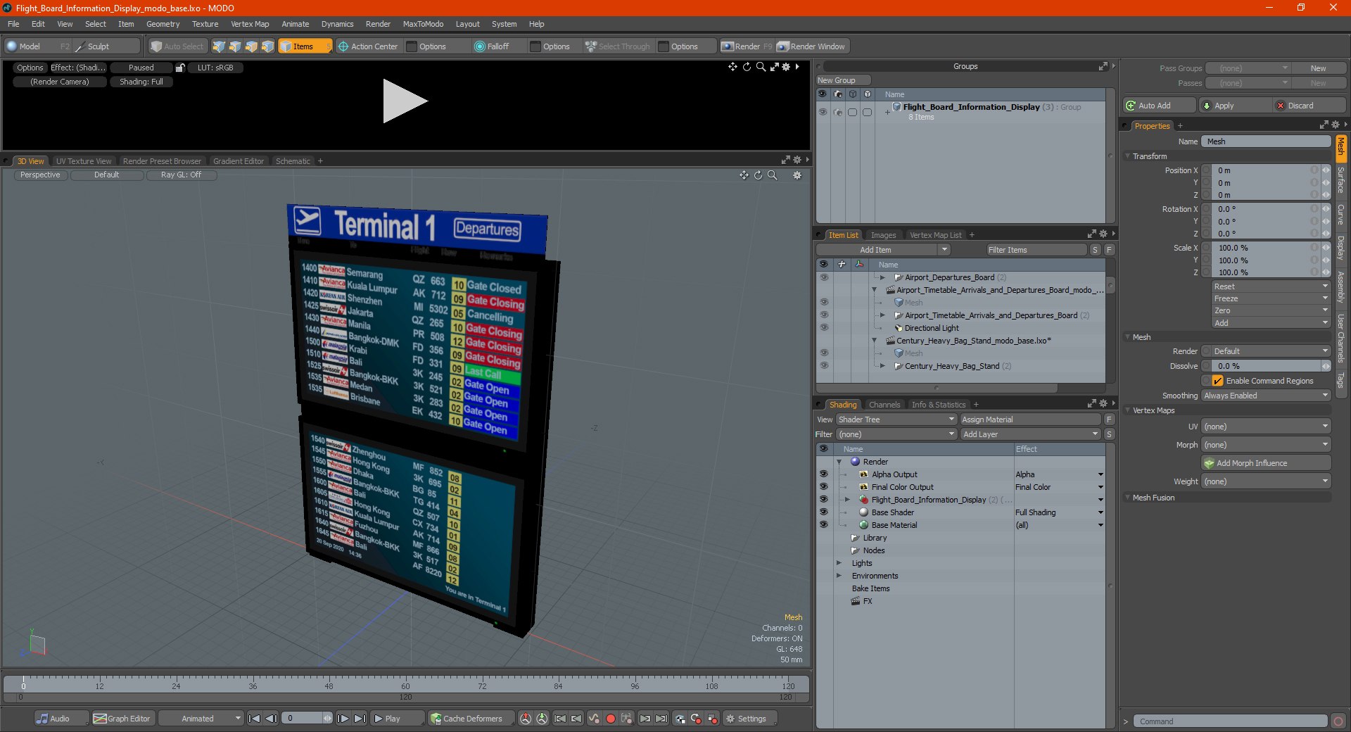 Flight Board Information Display 3D Model - TurboSquid 1645665