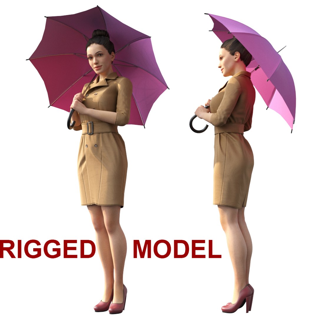 Girl Umbrella 3D Model - TurboSquid 1540493