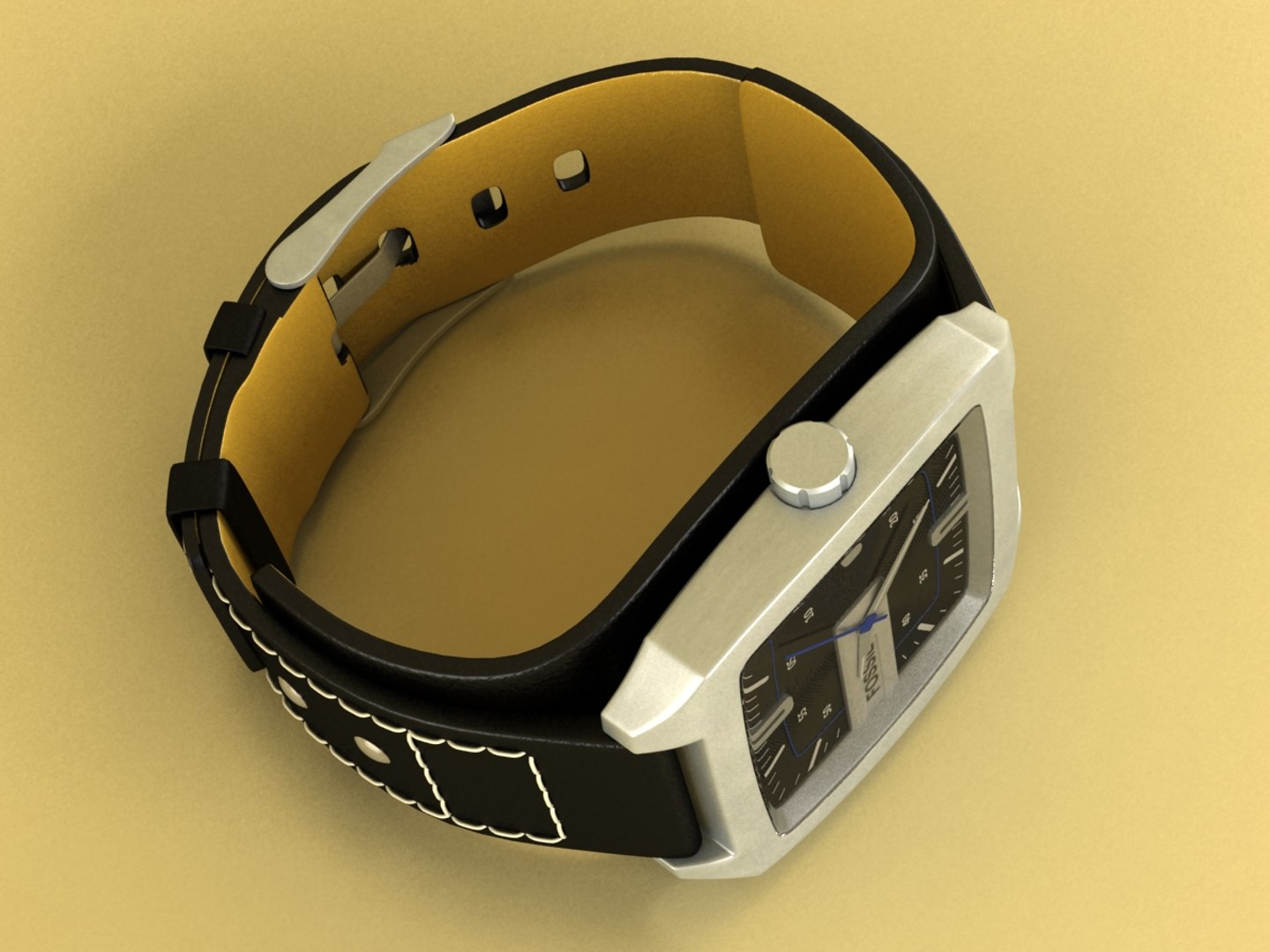 fossil watch male 3d model