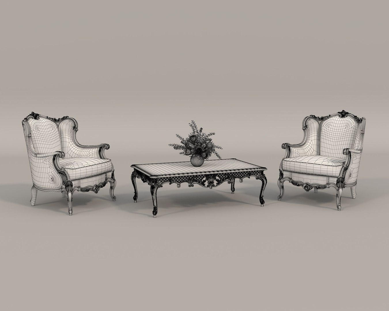 Classic European Style Coffee Table And Armchair 24 3D Model ...