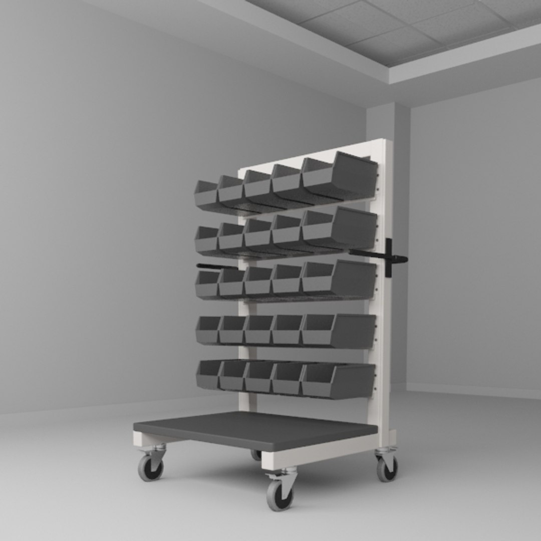 3d Model Mobile Height Adjustable Carts