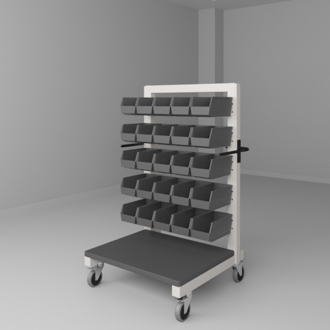 3d Model Mobile Height Adjustable Carts