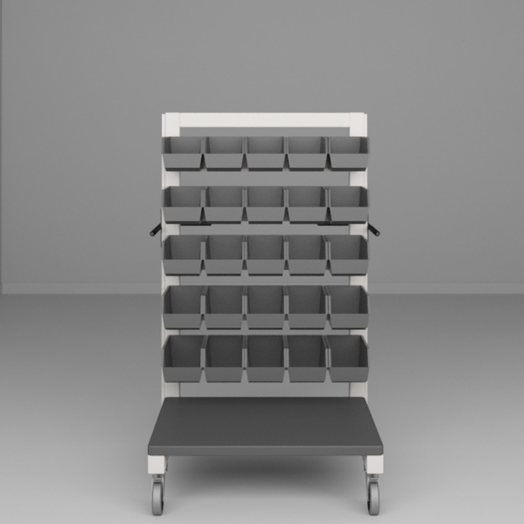 3d Model Mobile Height Adjustable Carts