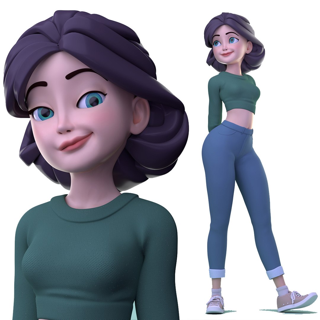 3D Cartoon Girl Character Maya Rig - TurboSquid 2196063