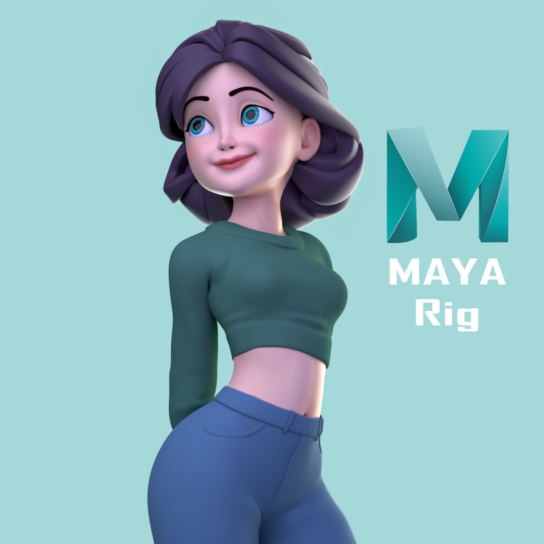 3D Cartoon Girl Character Maya Rig - TurboSquid 2196063