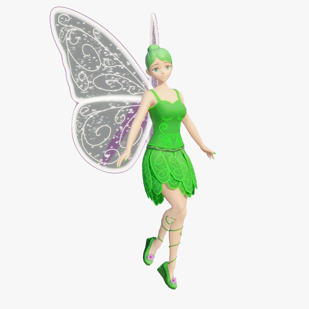 3D Anime character - Fairy Girl - Tinkerbell - Game ready model ...