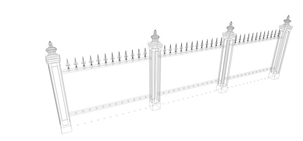 classic cast iron fence 3d model