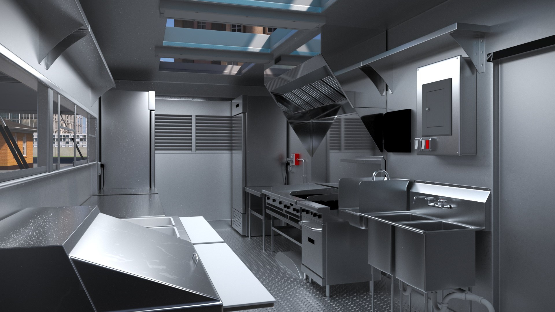 3D Food Truck Vehicle Mockup With Interior - TurboSquid 2423553