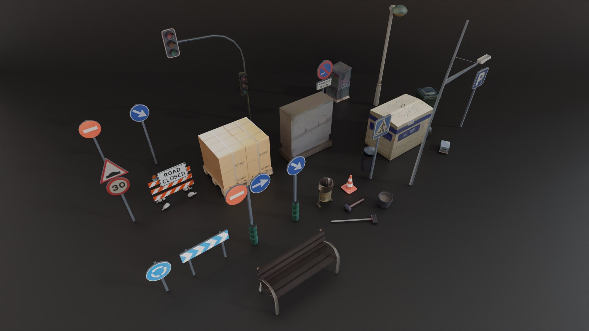 Street Elements 3D Model - TurboSquid 2192659