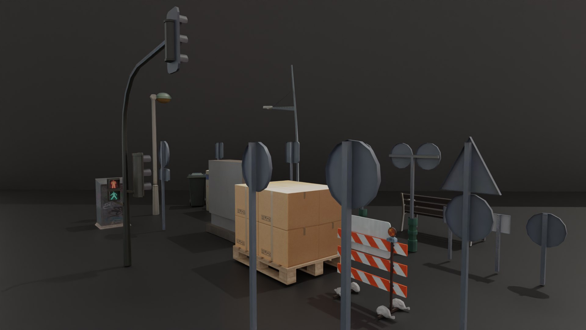 Street Elements 3D Model - TurboSquid 2192659