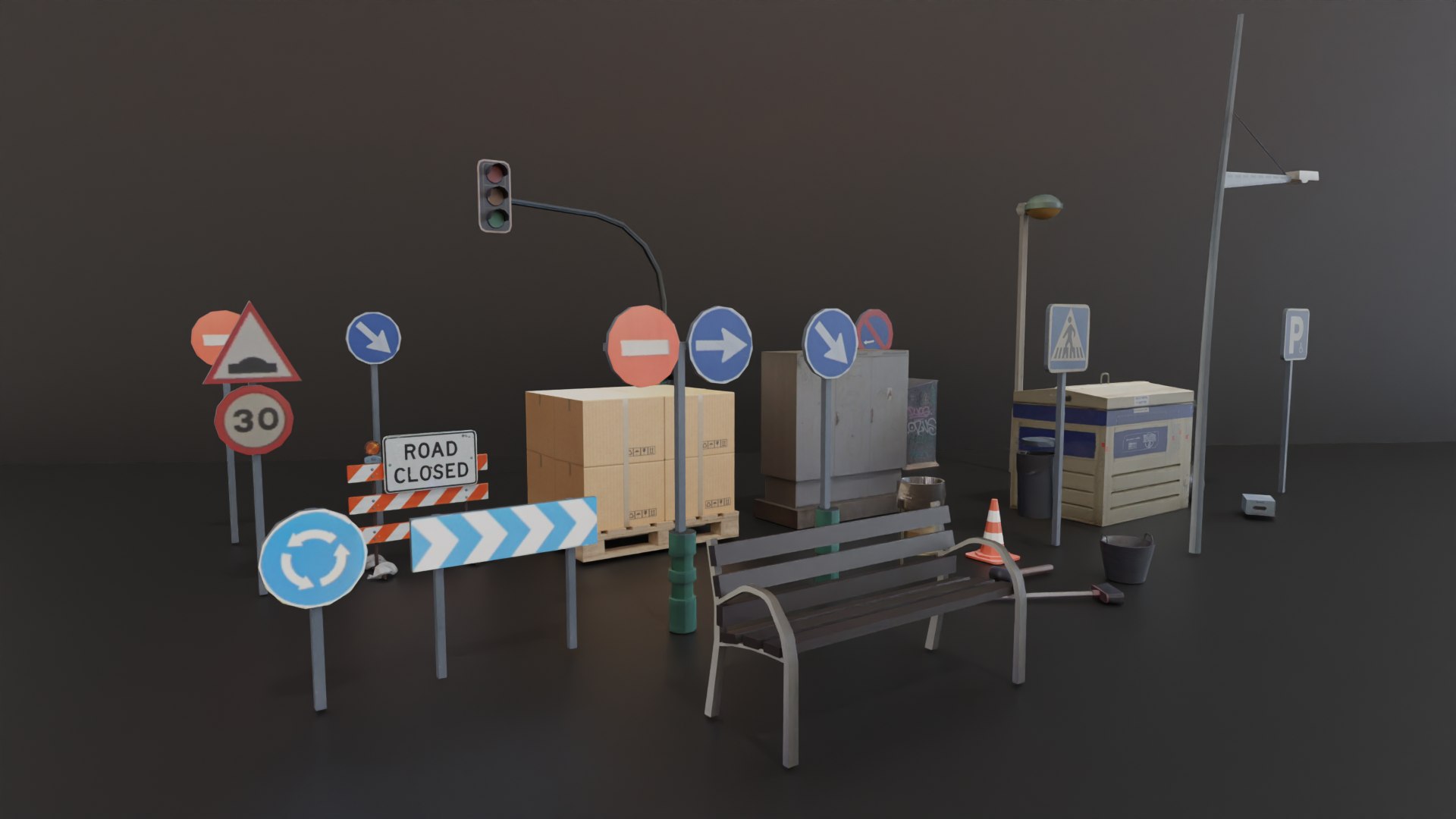 Street Elements 3D Model - TurboSquid 2192659