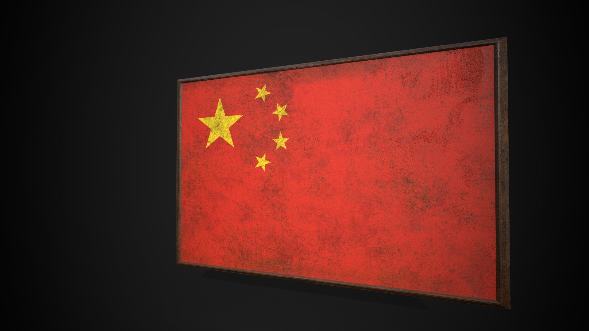 3D Old Picture Frame With China Flag - Game Ready PBR Low-poly 3d Model ...