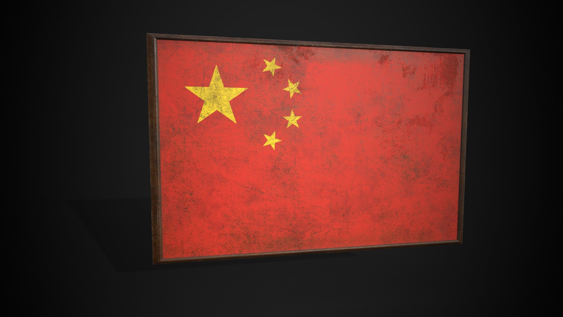 3D Old Picture Frame With China Flag - Game Ready PBR Low-poly 3d Model ...