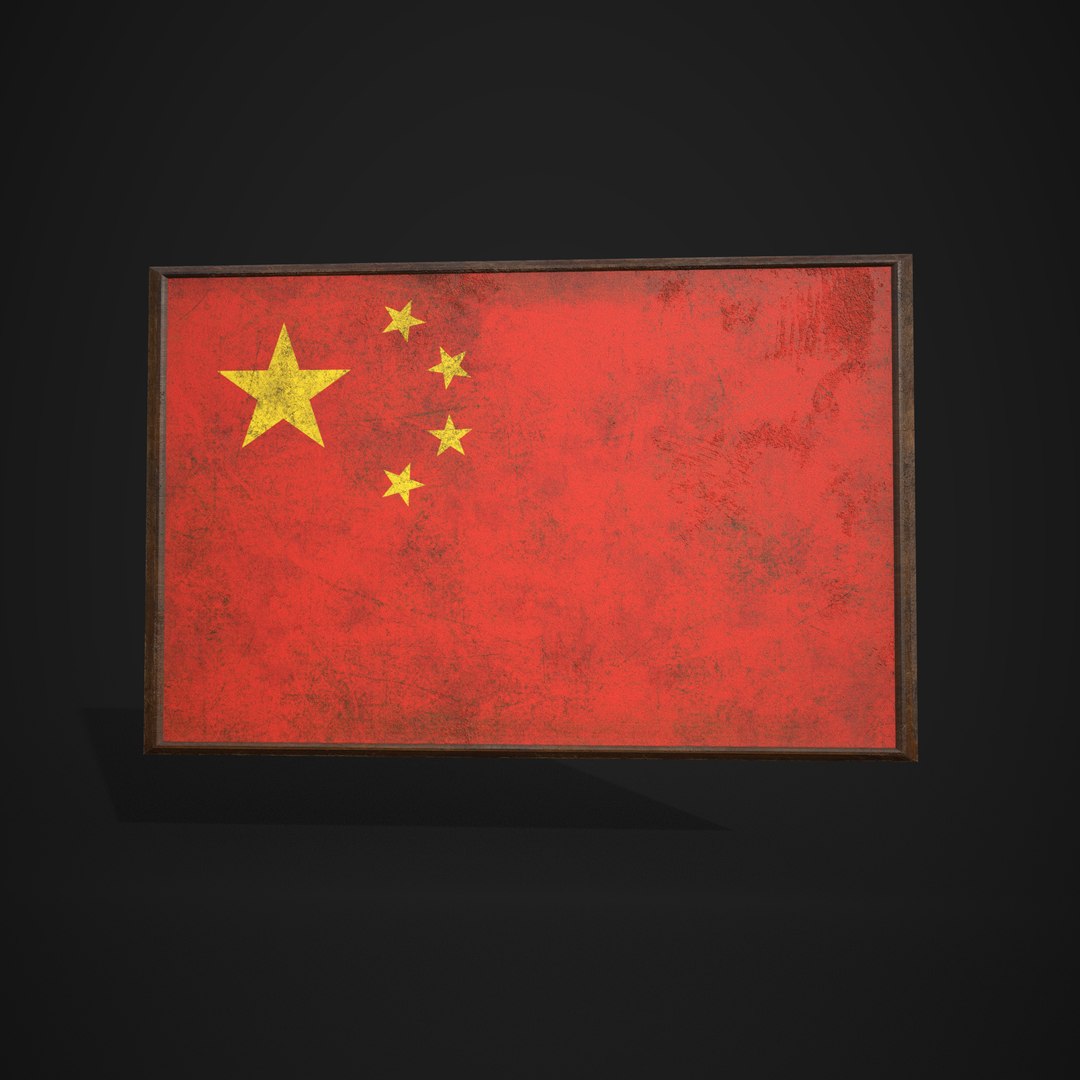 3D Old Picture Frame With China Flag - Game Ready PBR Low-poly 3d Model ...
