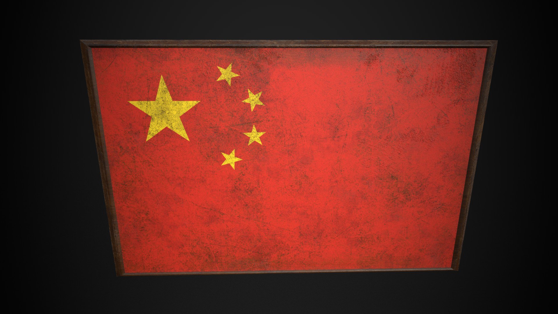 3D Old Picture Frame With China Flag - Game Ready PBR Low-poly 3d Model ...