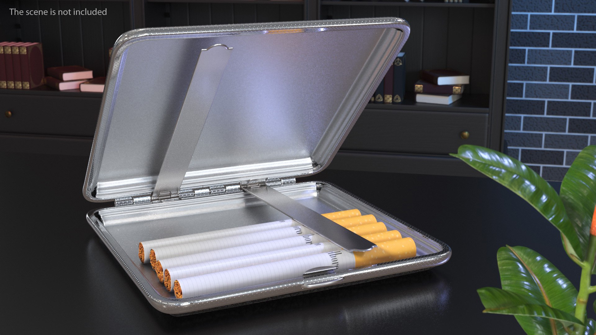 Metal Cigarette Case Silver and Black with Cigarettes 3D model ...